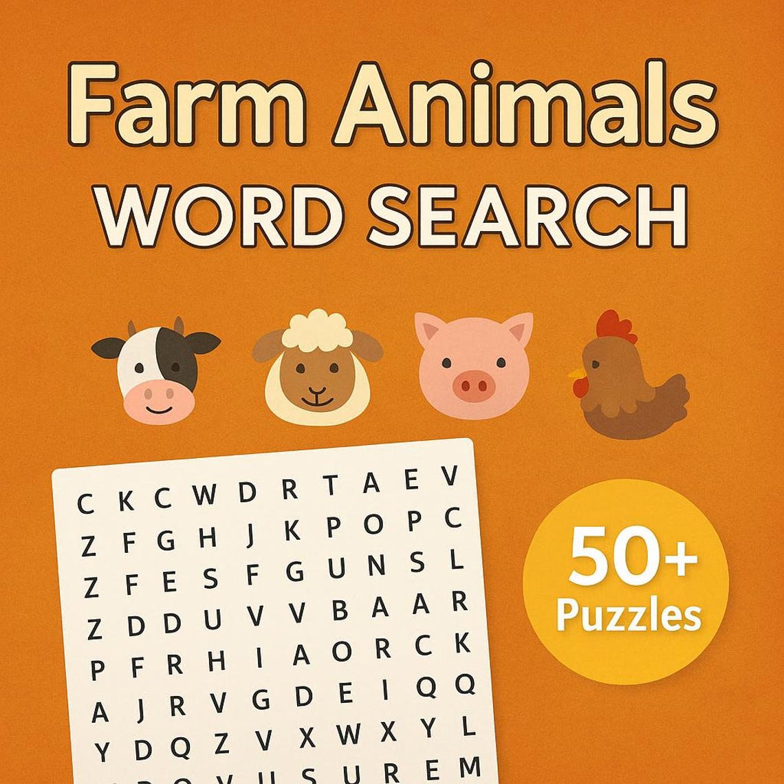 Farm Animals Word Search – 50+ Printable Puzzles for Kids & Adults ...