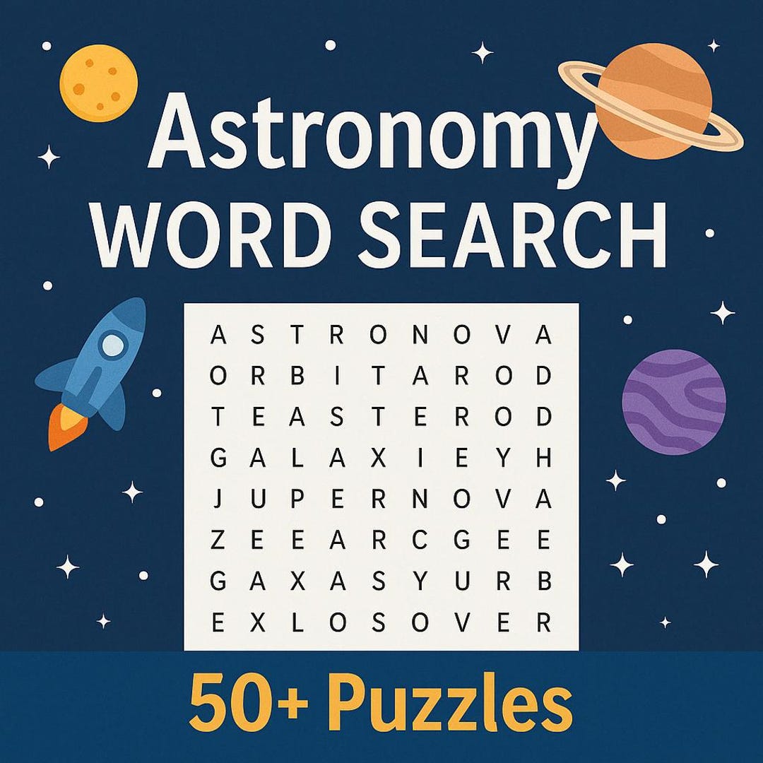 Astronomy Word Search Puzzle Book – 50+ Printable Space-themed Puzzles ...