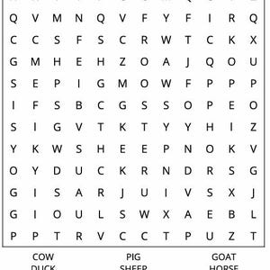 Farm Animals Word Search – 50+ Printable Puzzles for Kids & Adults ...