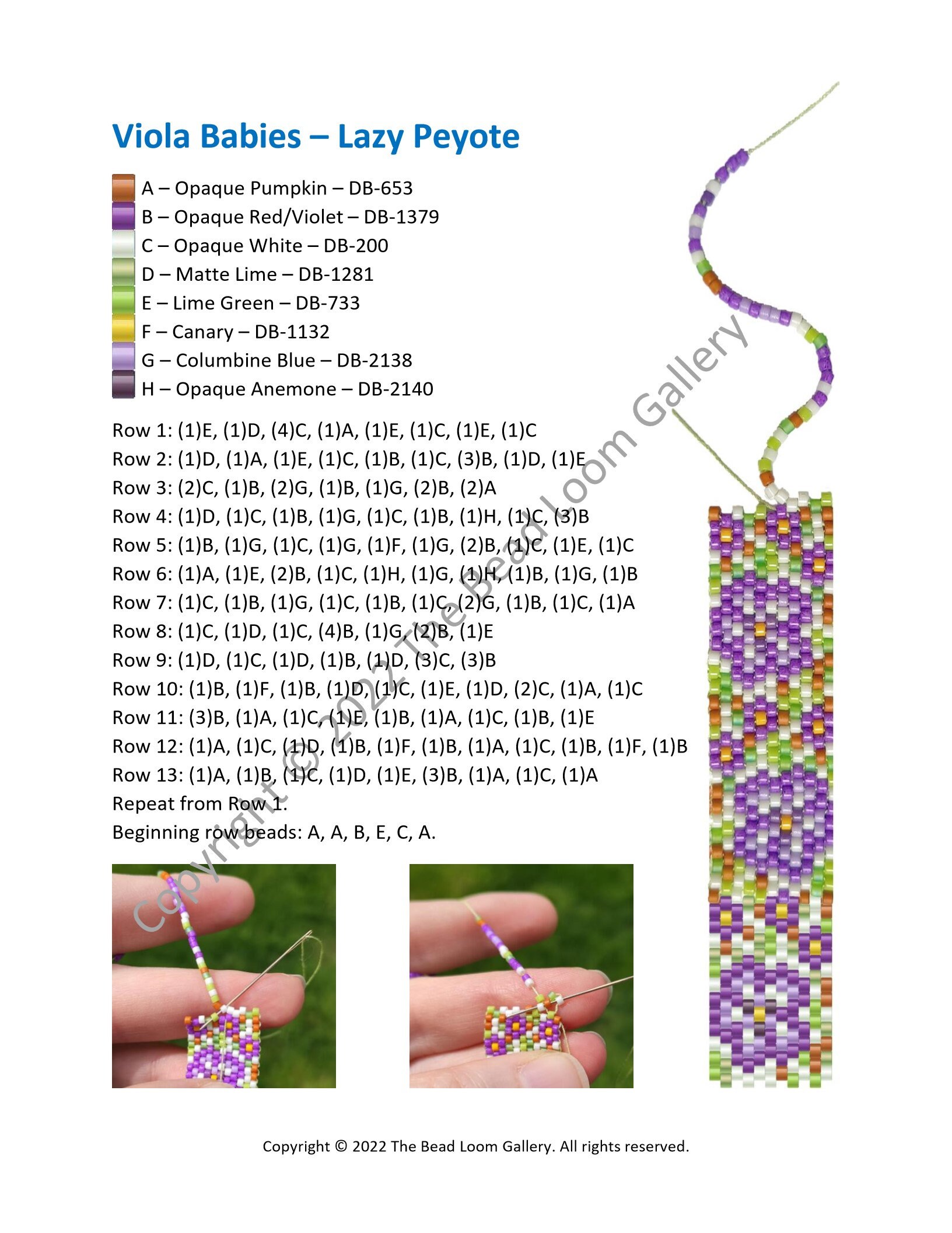 Lazy Peyote Pattern / 2-thread Peyote / Odd Peyote Pattern - LP-13 - 4 ...