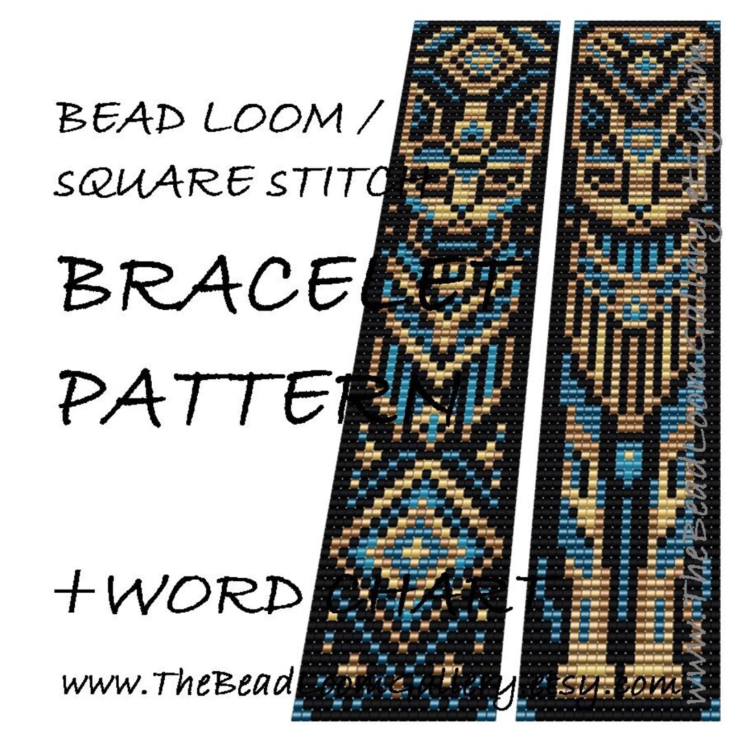 Bead Loom / Square Stitch Cuff Bracelet Beading Patterns - 4 Variations ...