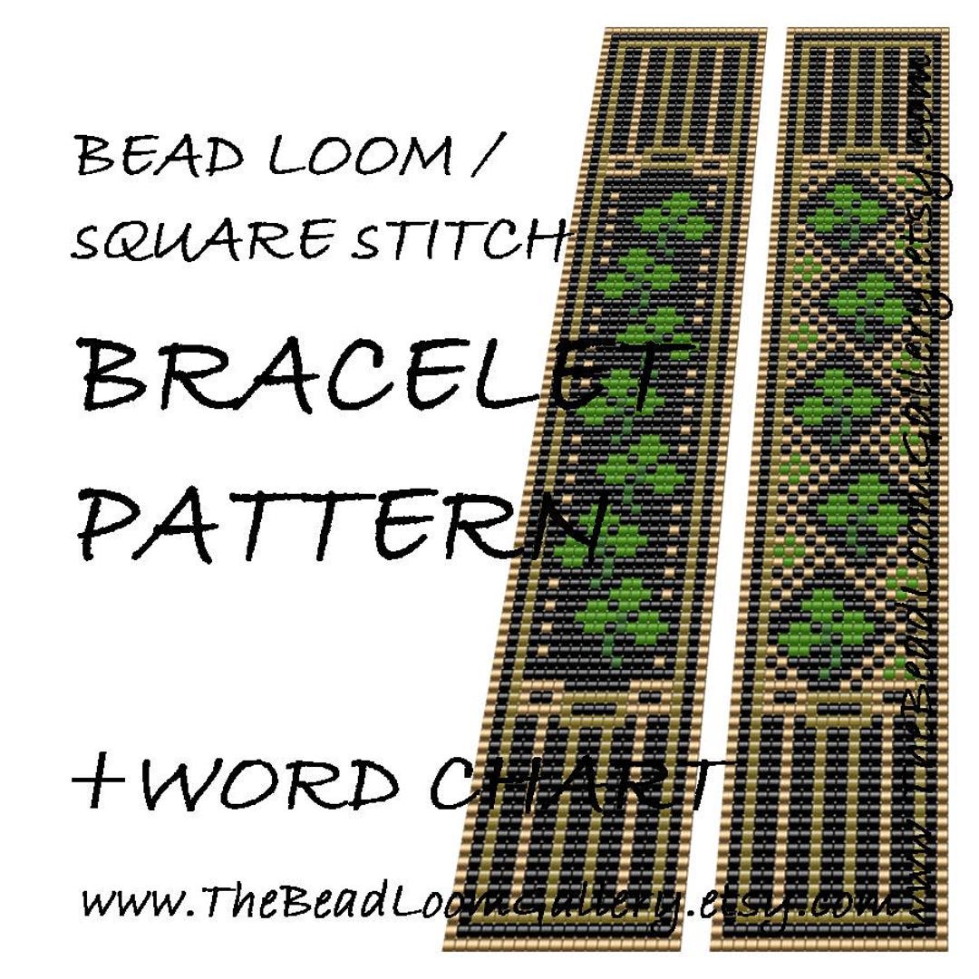 Bead Loom / Square Stitch Beaded Cuff Bracelet Repeating Patterns - 5 ...