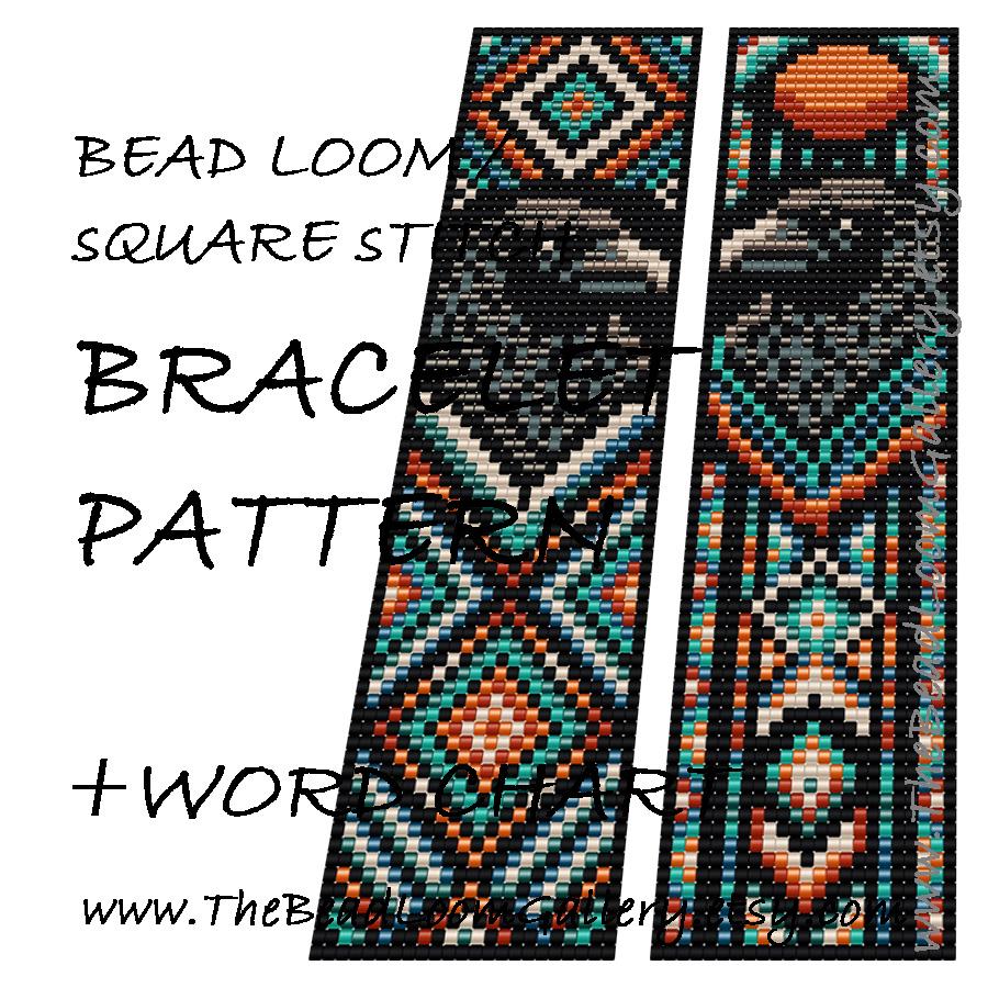 Bead Loom / Square Stitch Cuff Bracelet Beading Patterns - 4 Variations ...