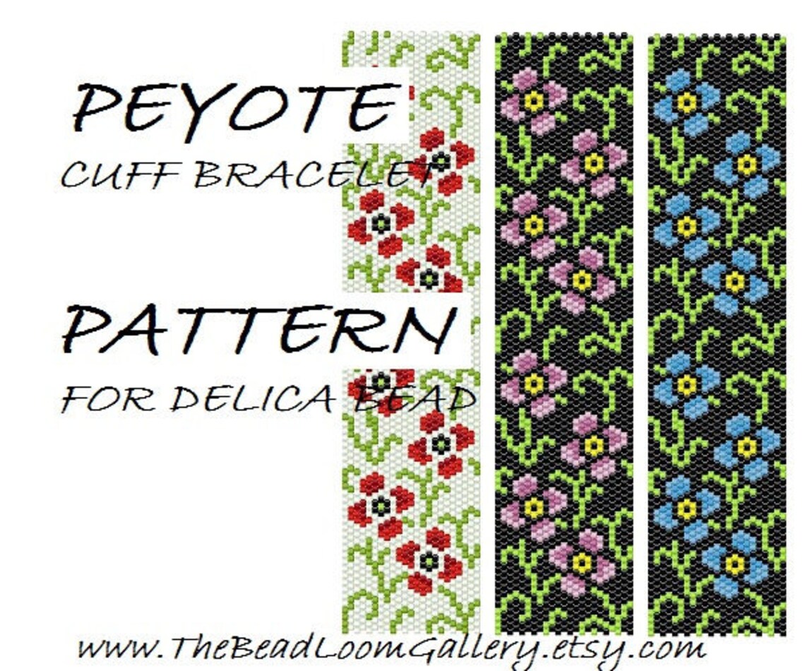 Peyote Cuff Bracelet Pattern Vol.5 - Poppy Bracelet - PDF File PATTERN ...