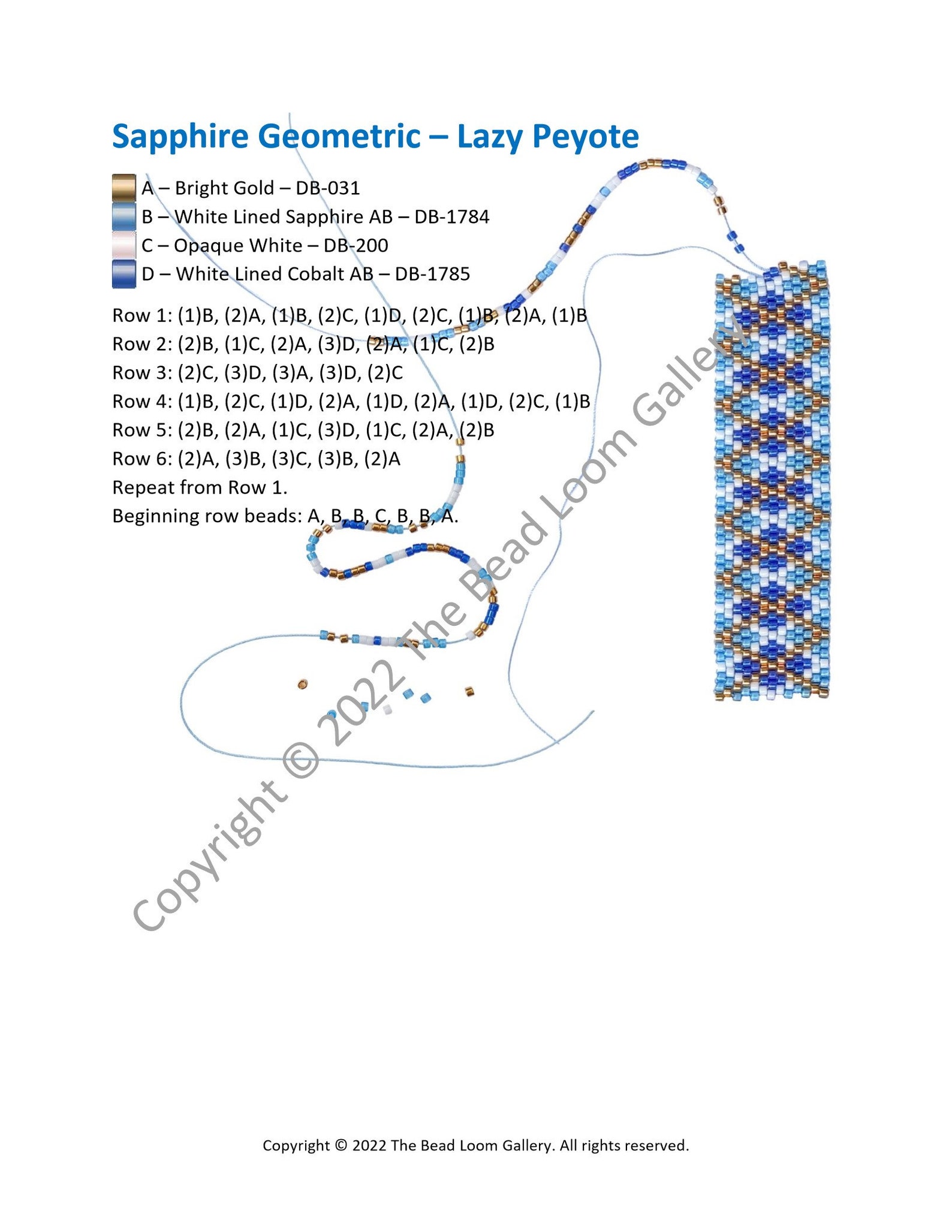 Lazy Peyote Pattern / 2-thread Peyote / Odd Peyote Pattern - LP-13 - 4 ...