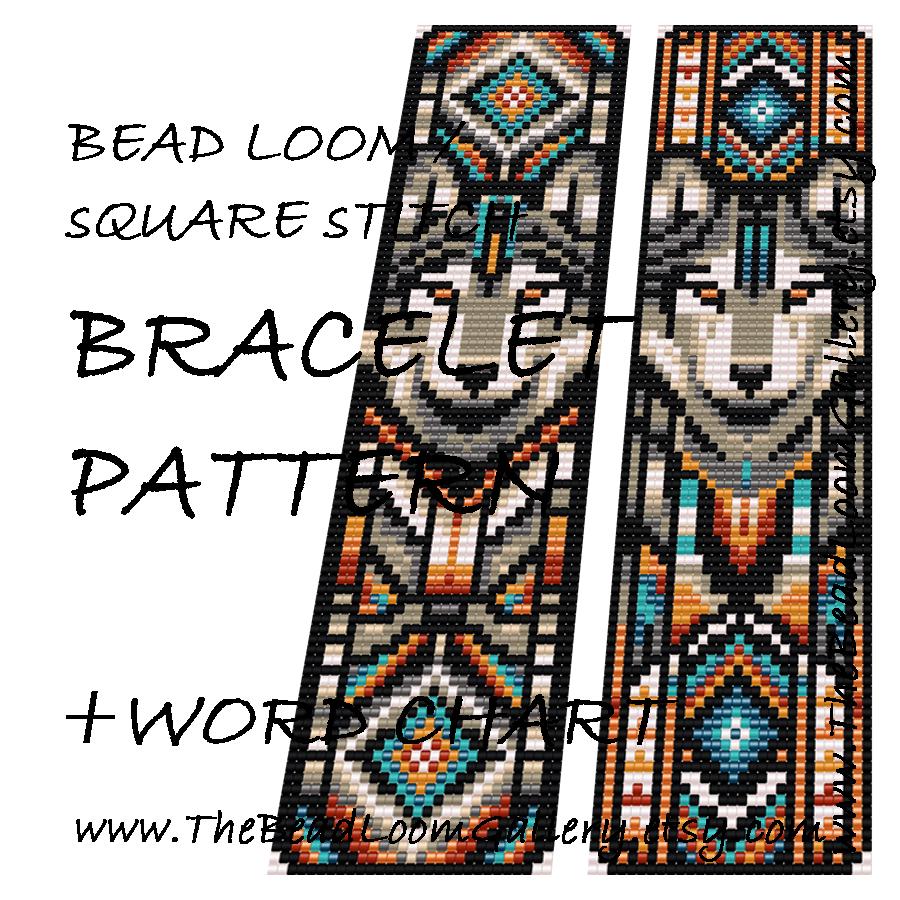 Bead Loom / Square Stitch Cuff Bracelet Beading Patterns - 5 Variations ...