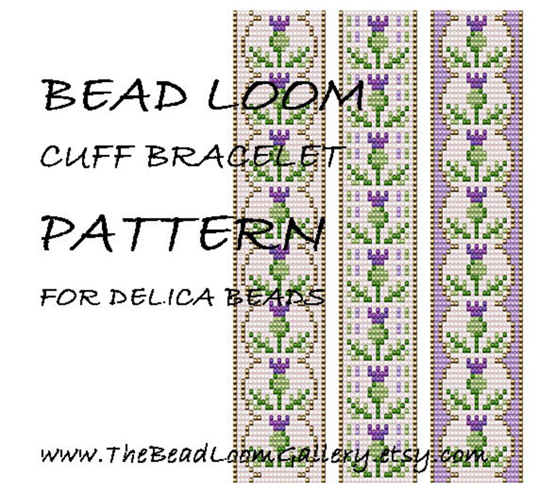 Bead Loom Cuff Bracelet Pattern Vol.44 - Thistle Bracelet - PDF File ...
