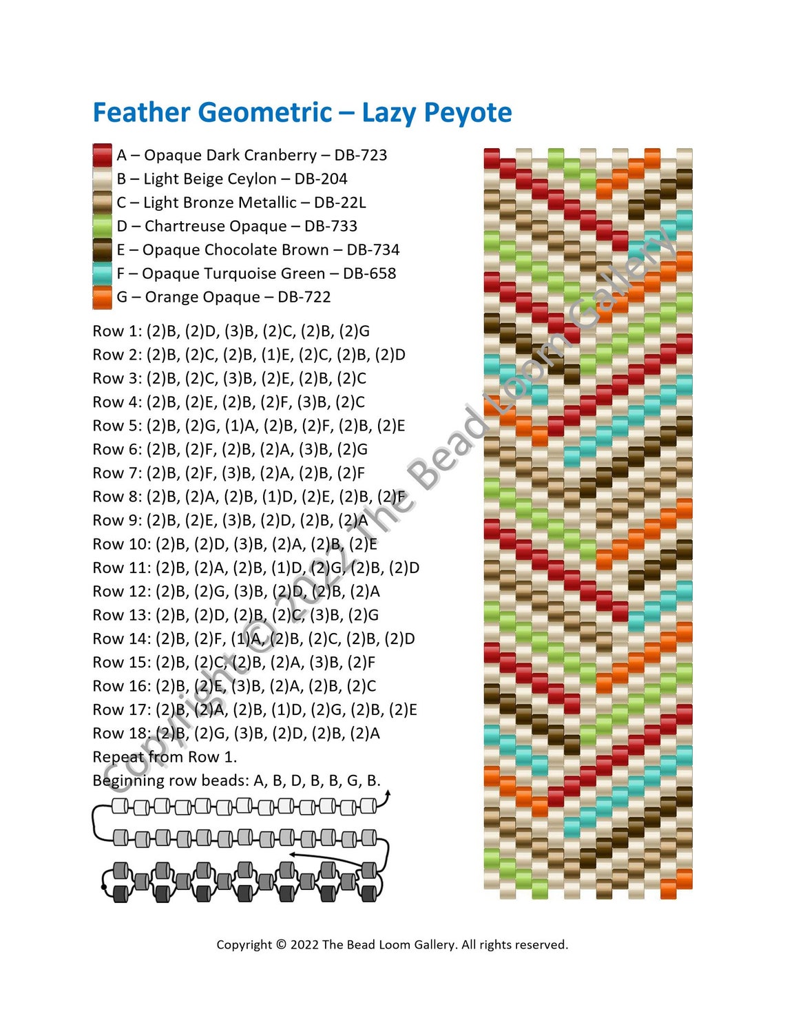 Lazy Peyote Pattern / 2-thread Peyote / Odd Peyote Pattern - Etsy