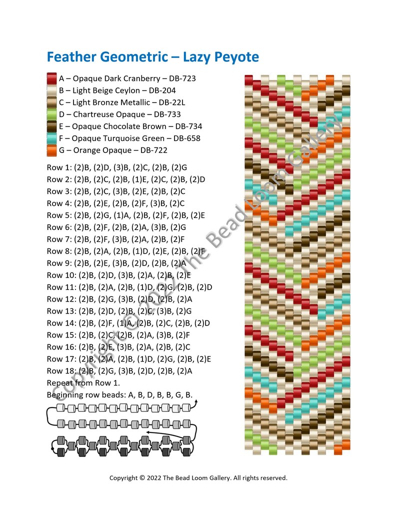 Lazy Peyote Pattern / 2-thread Peyote / Odd Peyote Pattern - Etsy
