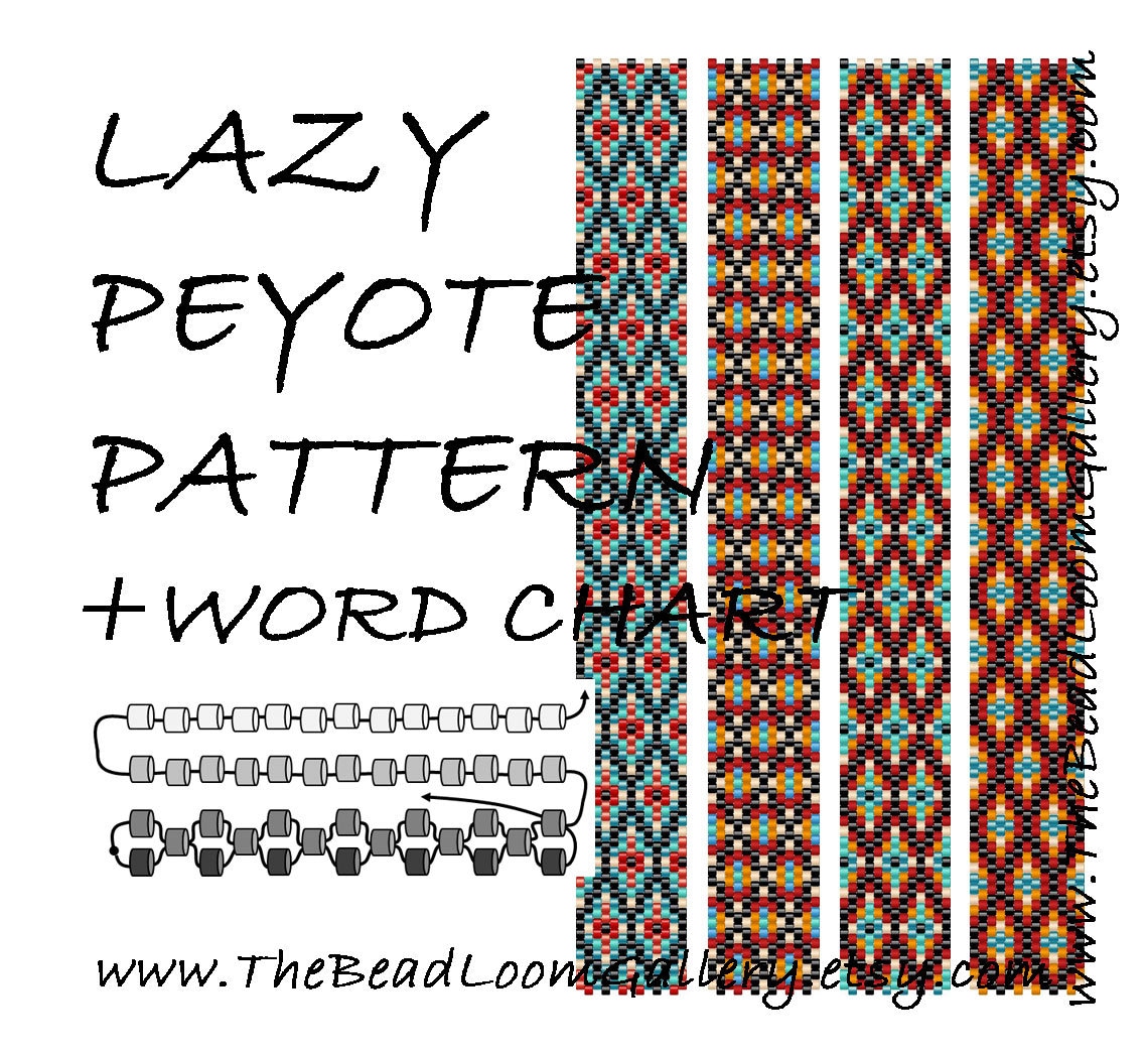Lazy Peyote Pattern / 2-thread Peyote / Odd Peyote Pattern - LP-13 - 4 ...