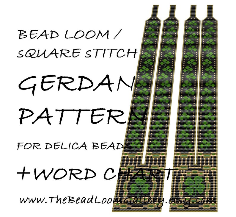 Bead Loom / Square Stitch Gerdan Beading Patterns - Celtic Clover Leaves - 5 Variations ...