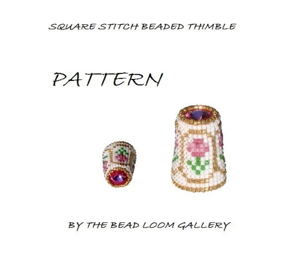 Beaded Thimble With Swarovski Rivoli Top - Delica Beads PDF PATTERN - Square Stitch - Vol.3 ...