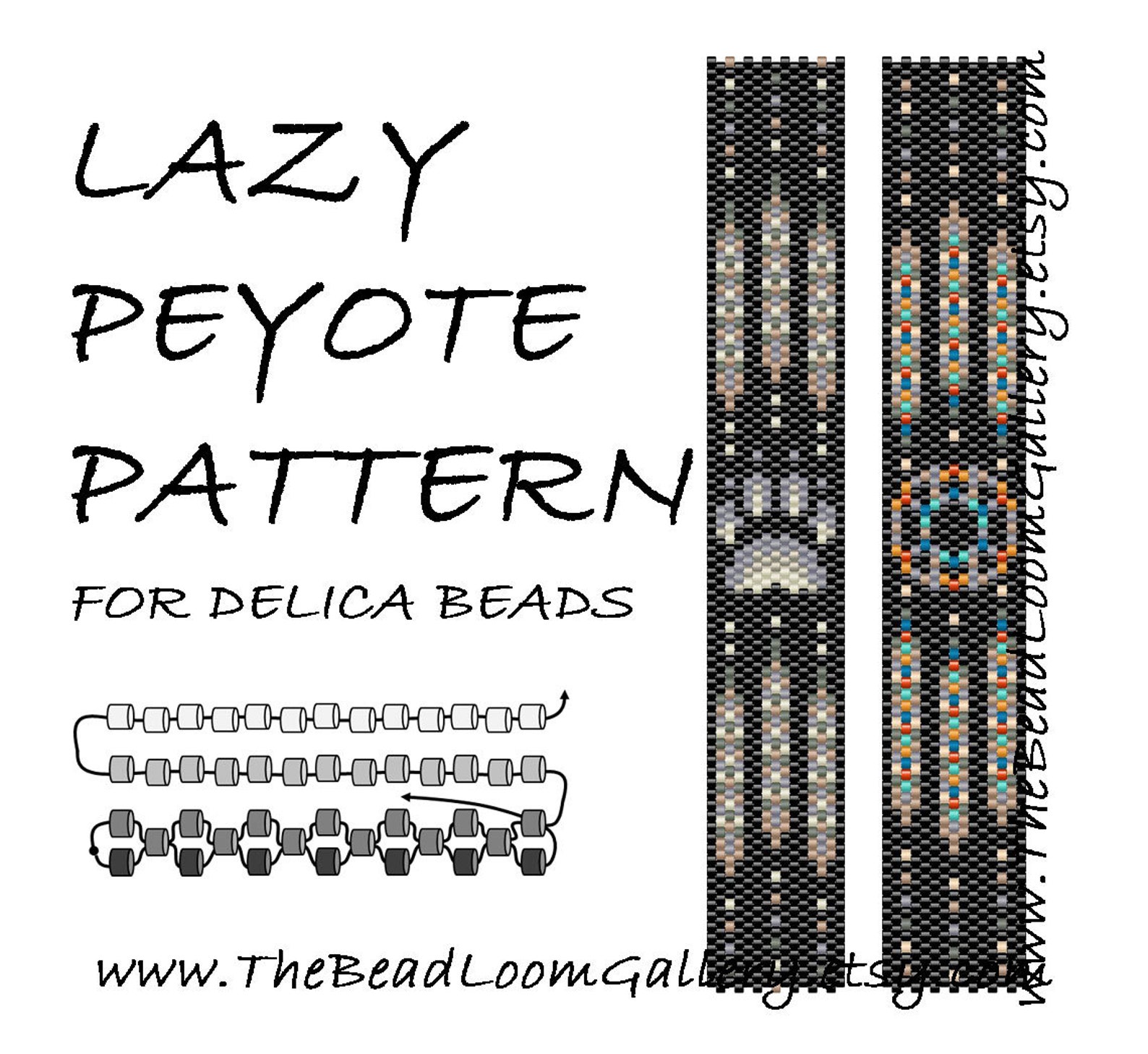 Lazy Peyote Pattern / 2-thread Peyote / Odd Peyote Pattern - LP-15 - 4 ...
