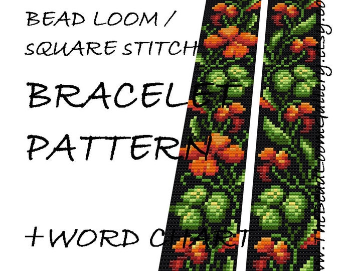 Bead Loom / Square Stitch Cuff Bracelet Beading Patterns 4 Variations ...