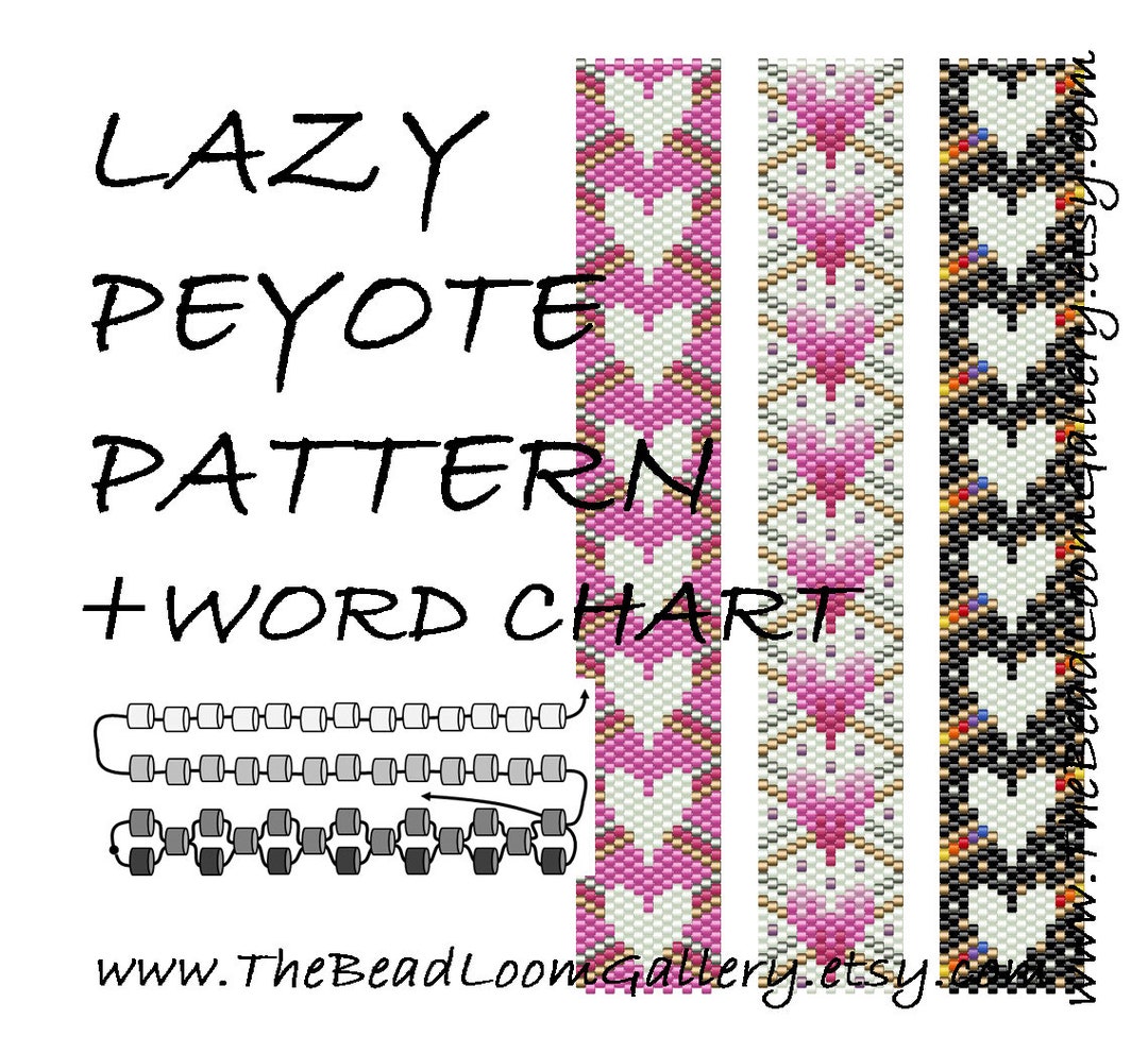 Lazy Peyote Pattern / 2-thread Peyote / Odd Peyote Pattern - Valentine ...
