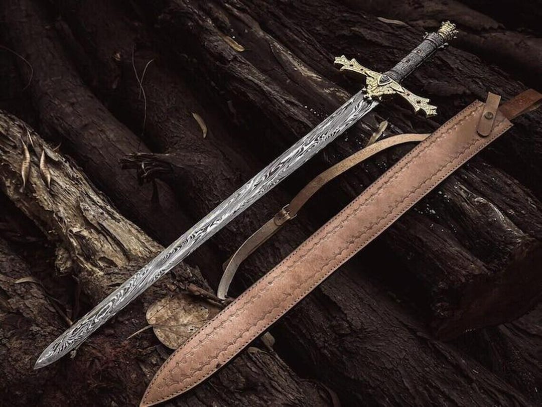 Handmade Damascus Steel Templar Sword: Medieval Knight Replica - Etsy