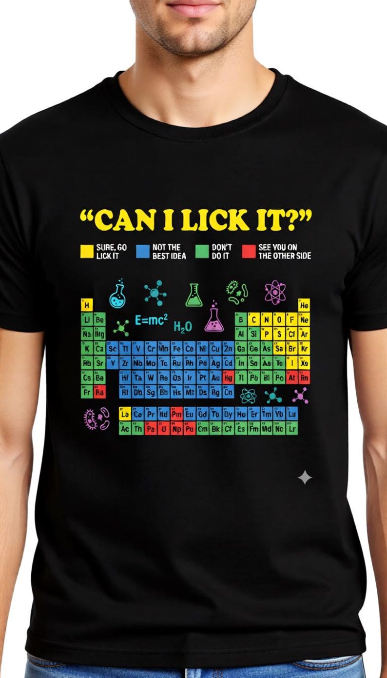 Can I Lick It? Periodic Table Chart PNG | Funny Science Classroom ...