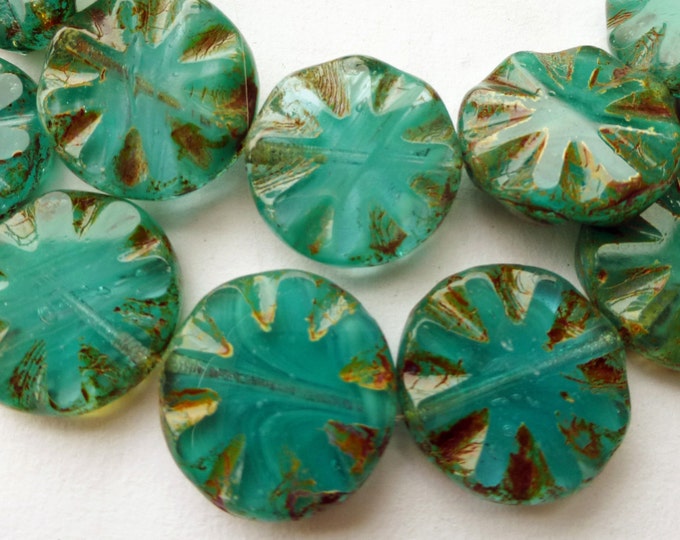6 Czech Glass Round Wavy Disc Bead in Translucent - Etsy