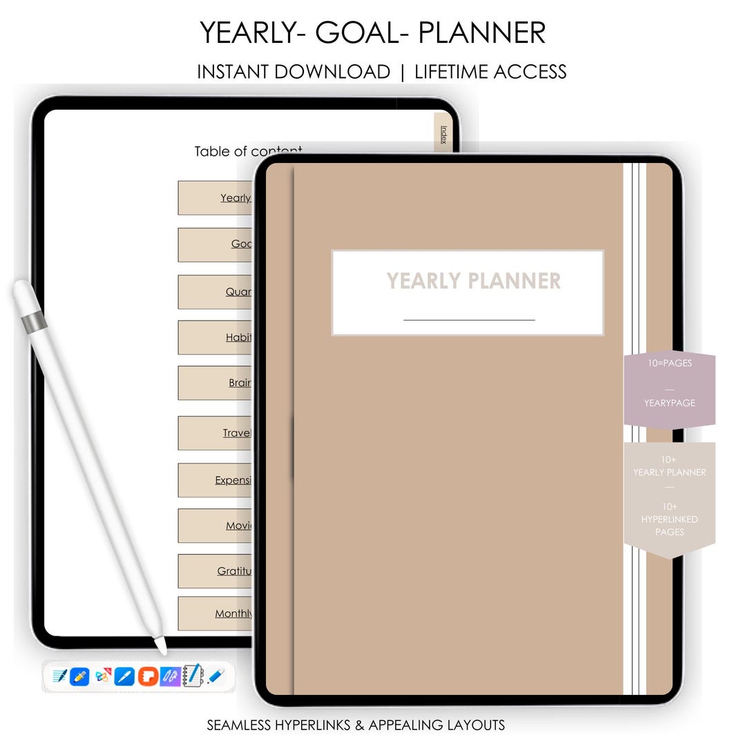 Simple Yearly Planner, Monthly Calendar, Daily Events Notes Routine ...