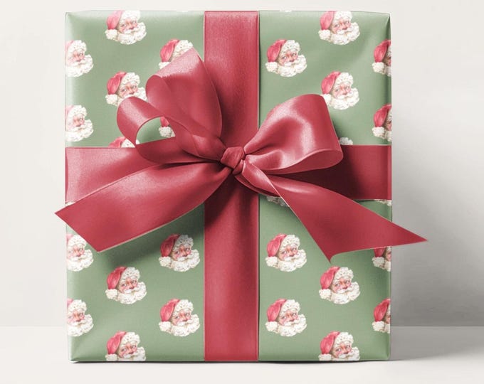 Classic Vintage Santa Claus Gift Wrapping Paper Jolly Santa Claus ...