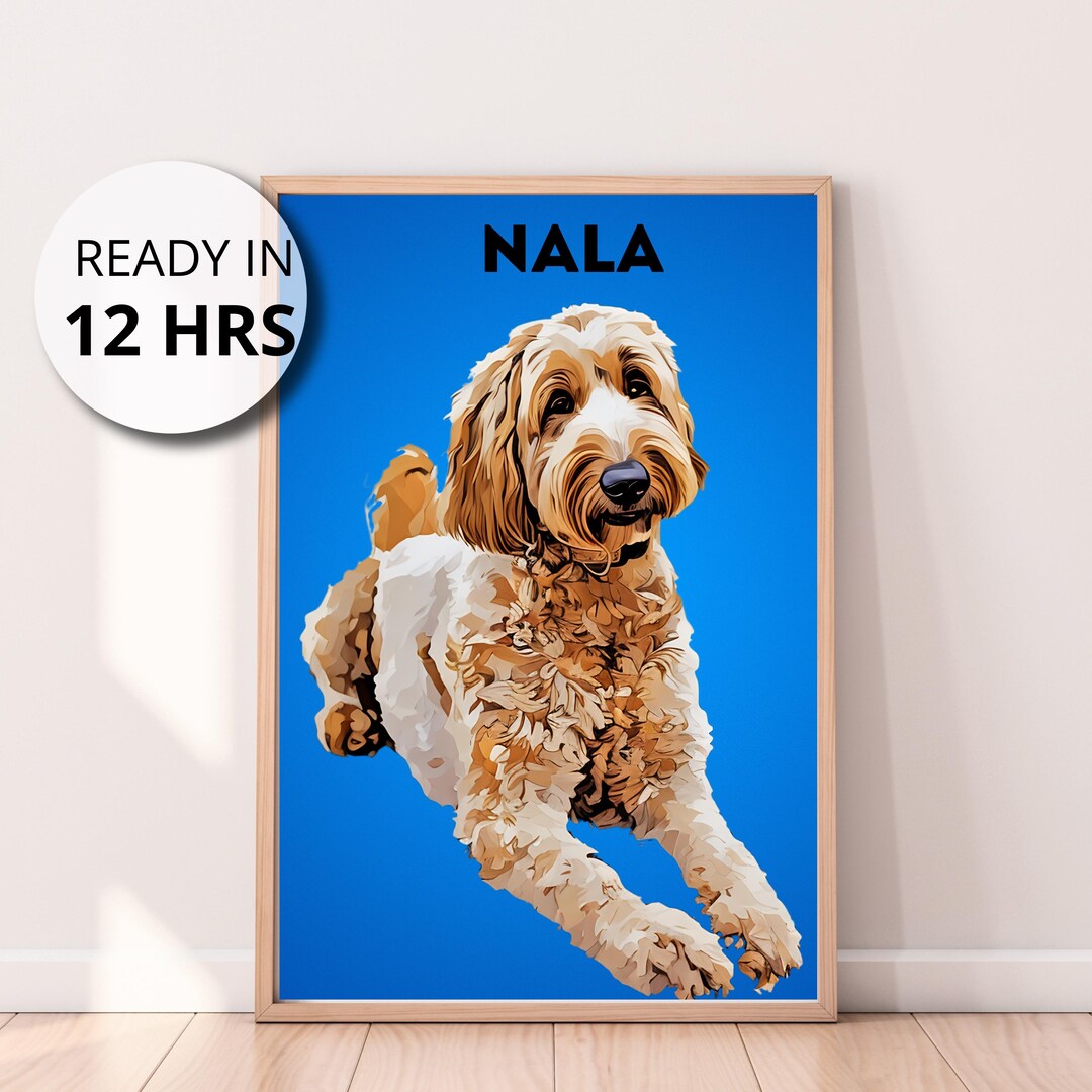 Golden Doodle Wall Art | Printable Dog Lover Gift | Watercolor Doodle ...