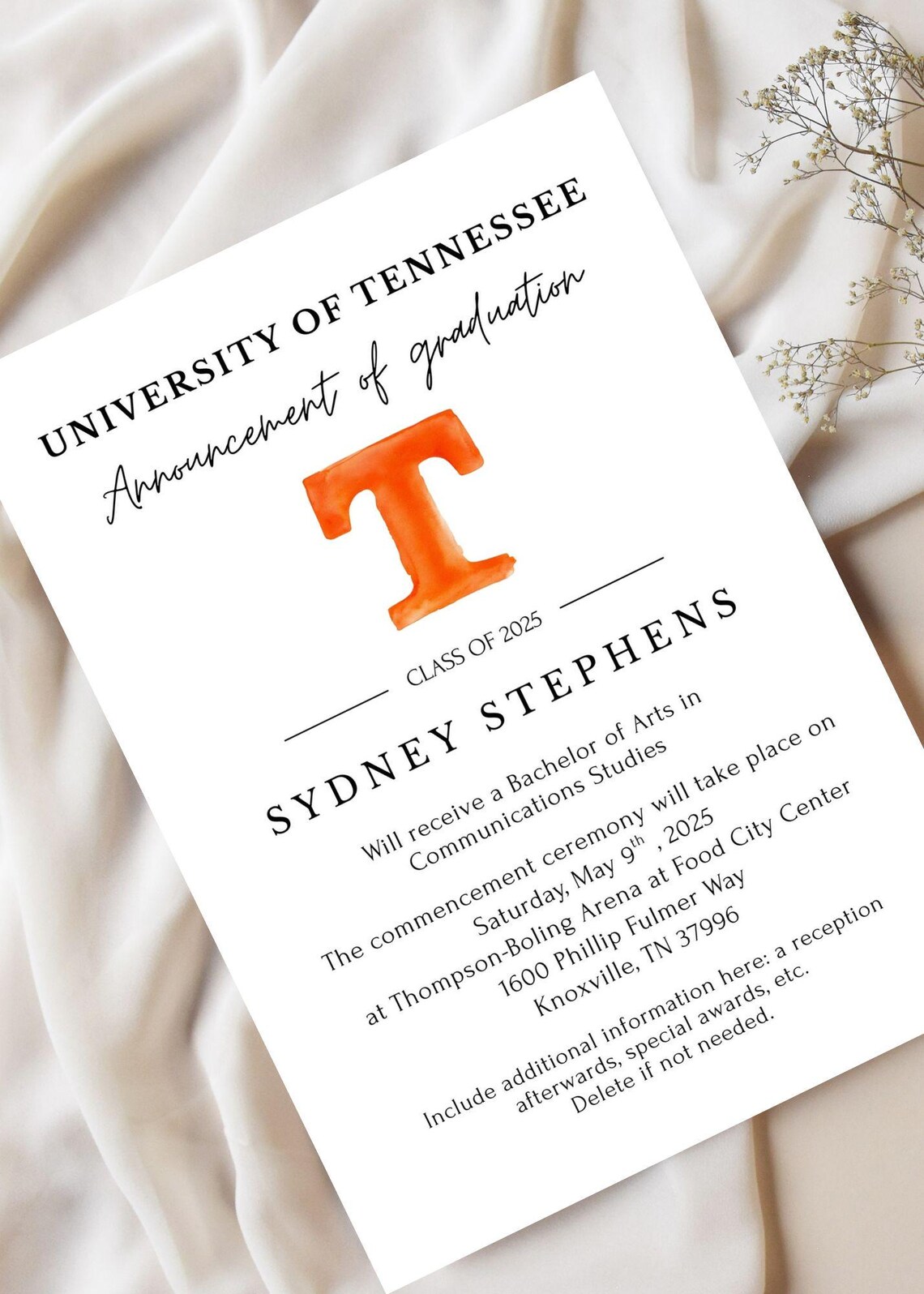 University of Tennessee Graduation Announcement - Customizable ...