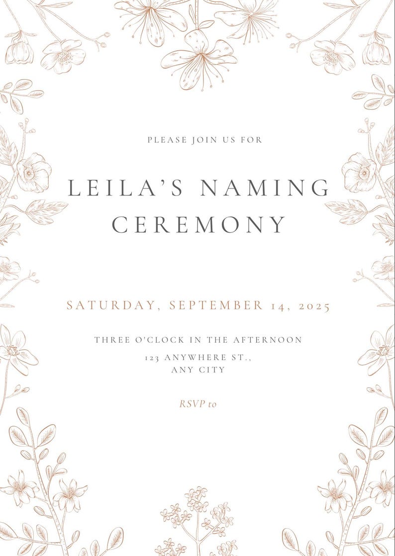 Digital Naming Ceremony Invitation | Editable Baby Naming Day Template ...