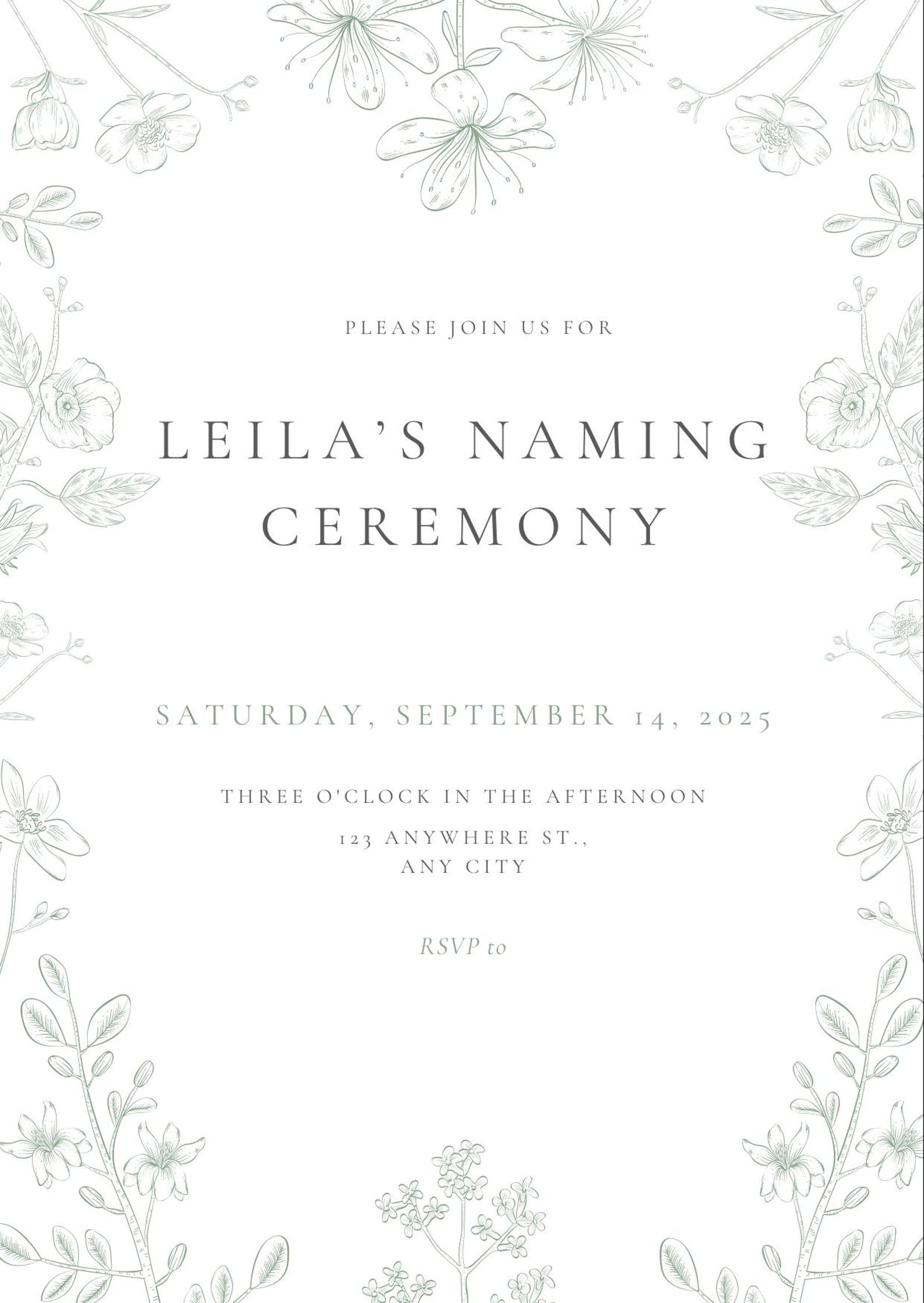 Digital Naming Ceremony Invitation | Editable Baby Naming Day Template ...