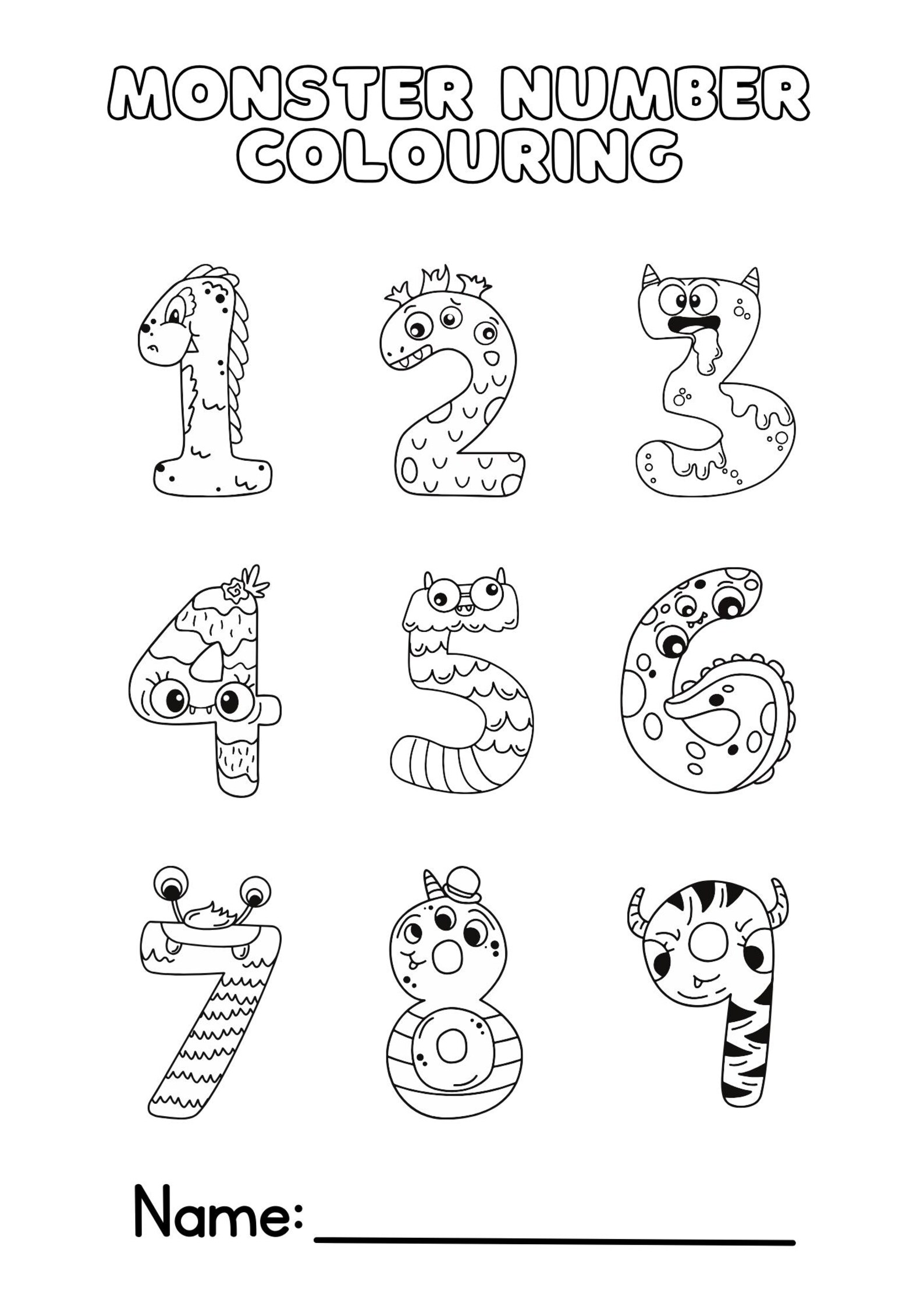 Monster Number Colouring Book for Kids – Numbers 1 to 9 | Fun ...