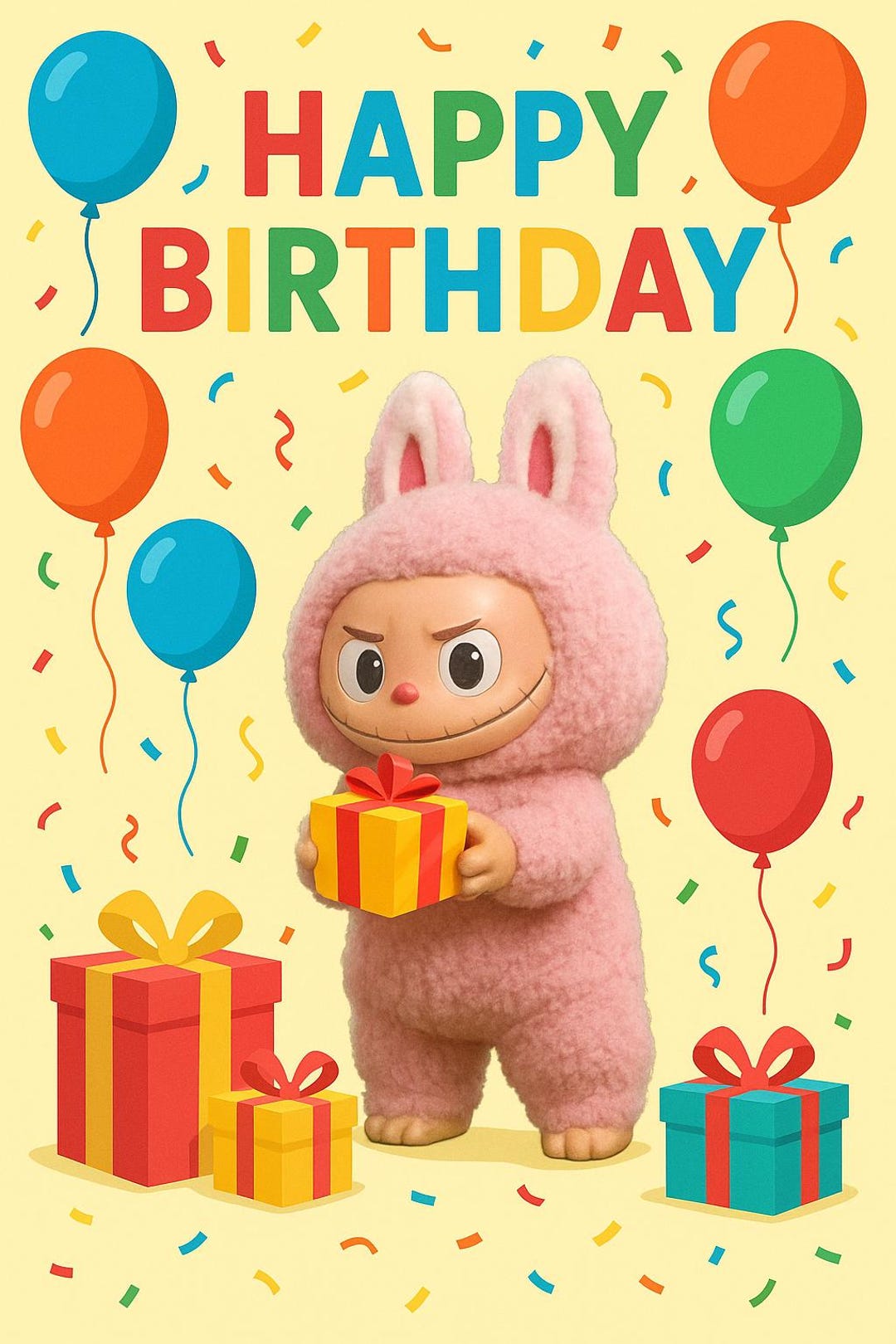 Labubu Doll Birthday Card - Etsy