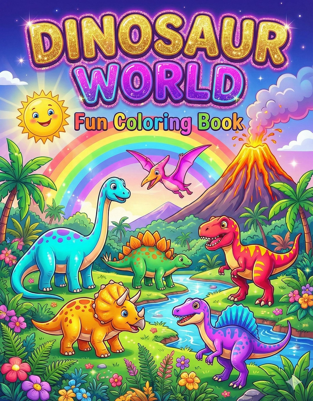 DINOSAUR WORLD Dinosaur Coloring Book for Kids Ages 3+ Educational ...