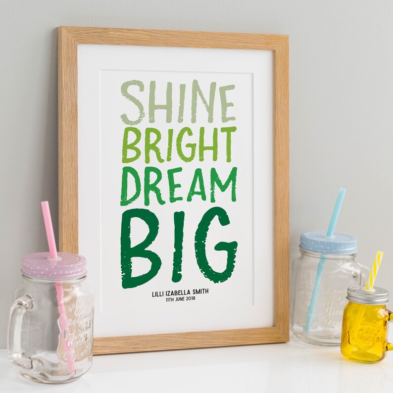Shine Bright Dream Big Personalised Print Dream Big Print - Etsy Israel