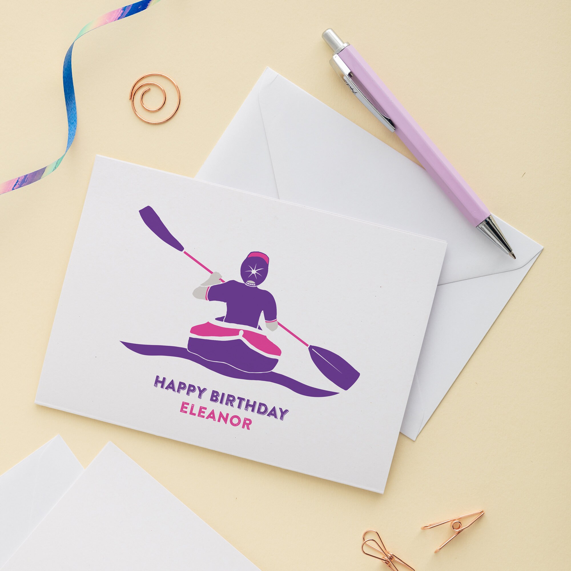 Personalised Colourful Kayak Birthday Card - Etsy