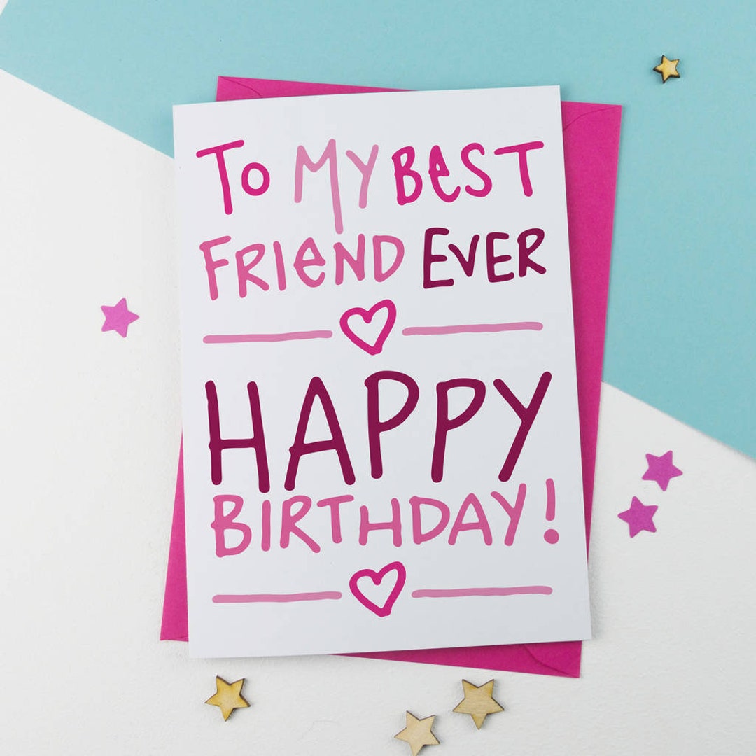 Best Friend Ever Hand-drawn Birthday Card - Etsy