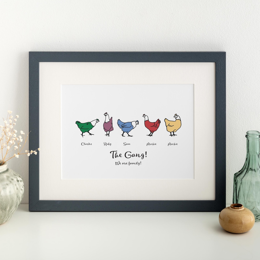 Personalised Family Chicken Print, Chicken Gifts, Chicken Owner Gifts ...
