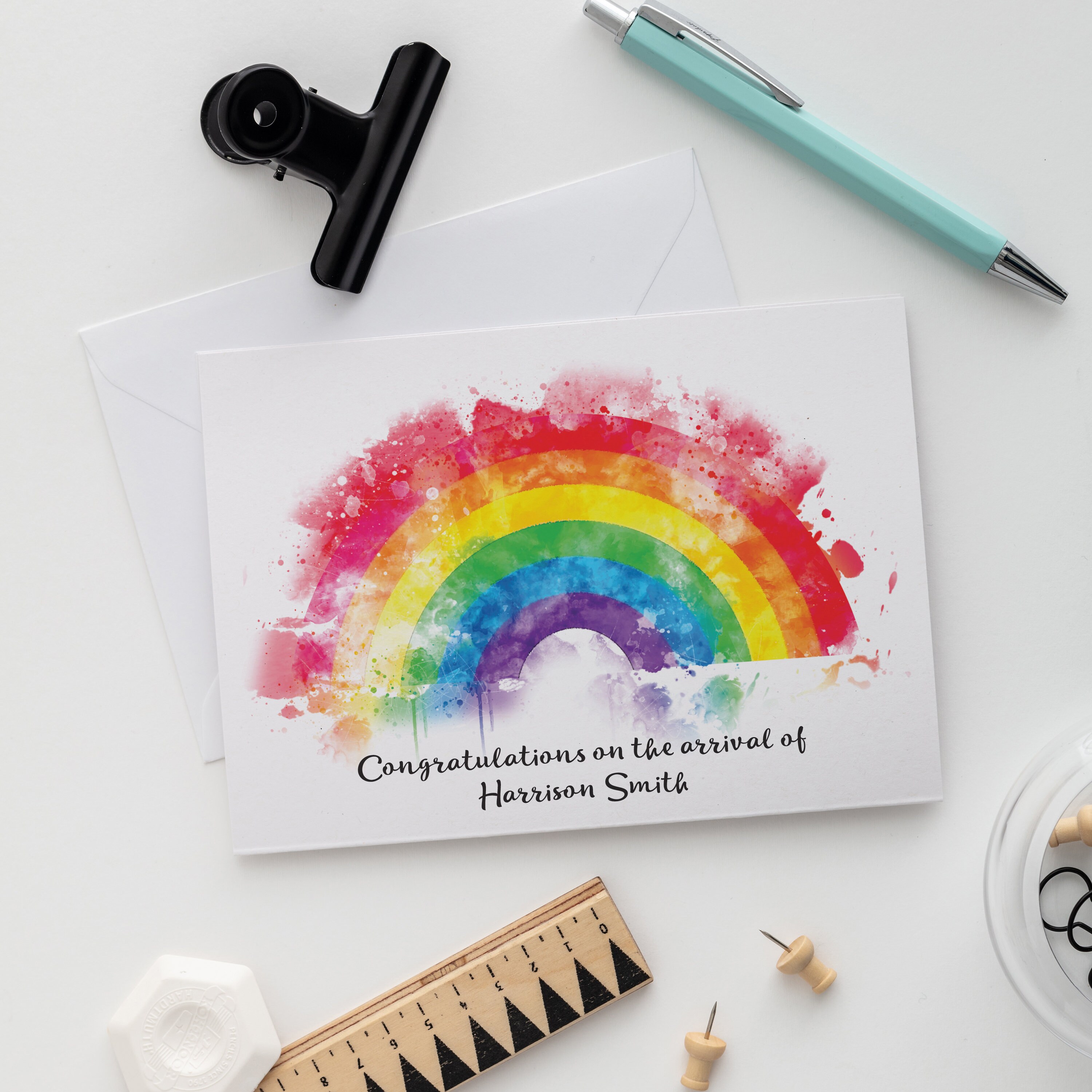Rainbow New Baby Congratulations Card - Etsy.de