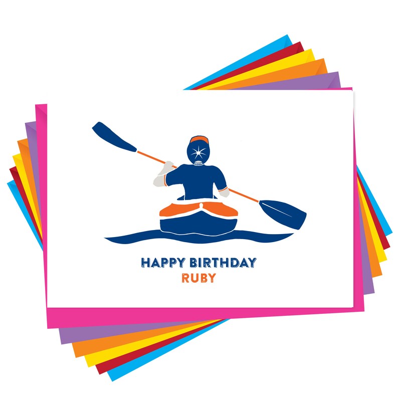 Personalised Colourful Kayak Birthday Card - Etsy
