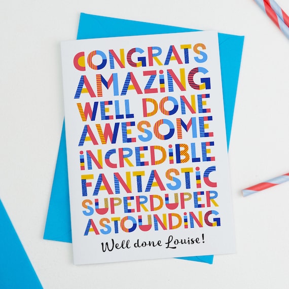Congratulations Well Done Awesome Incredible Fantastic - Etsy