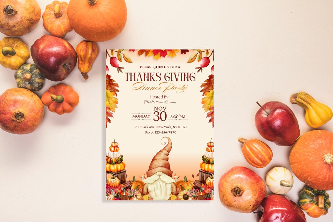 Editable Thanksgiving Dinner Invitation Template | Fall Party Invite ...