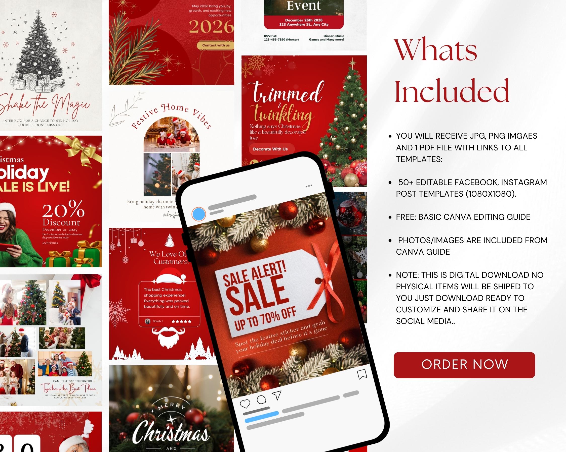 50 Christmas Canva Templates: Holiday Social Media Marketing Kit ...