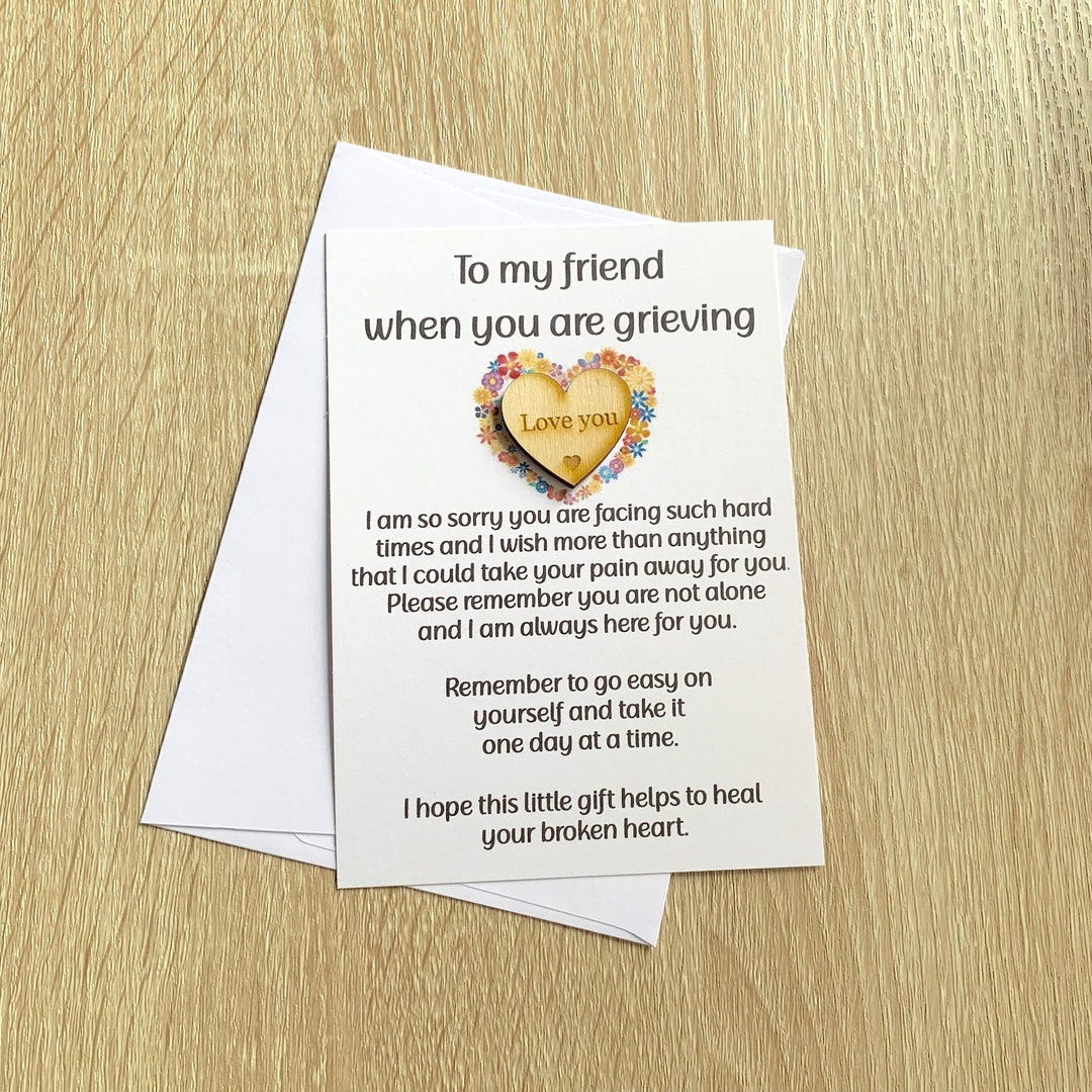 Sympathy Card: Bereavement Gift With Wooden Heart Token - Etsy UK