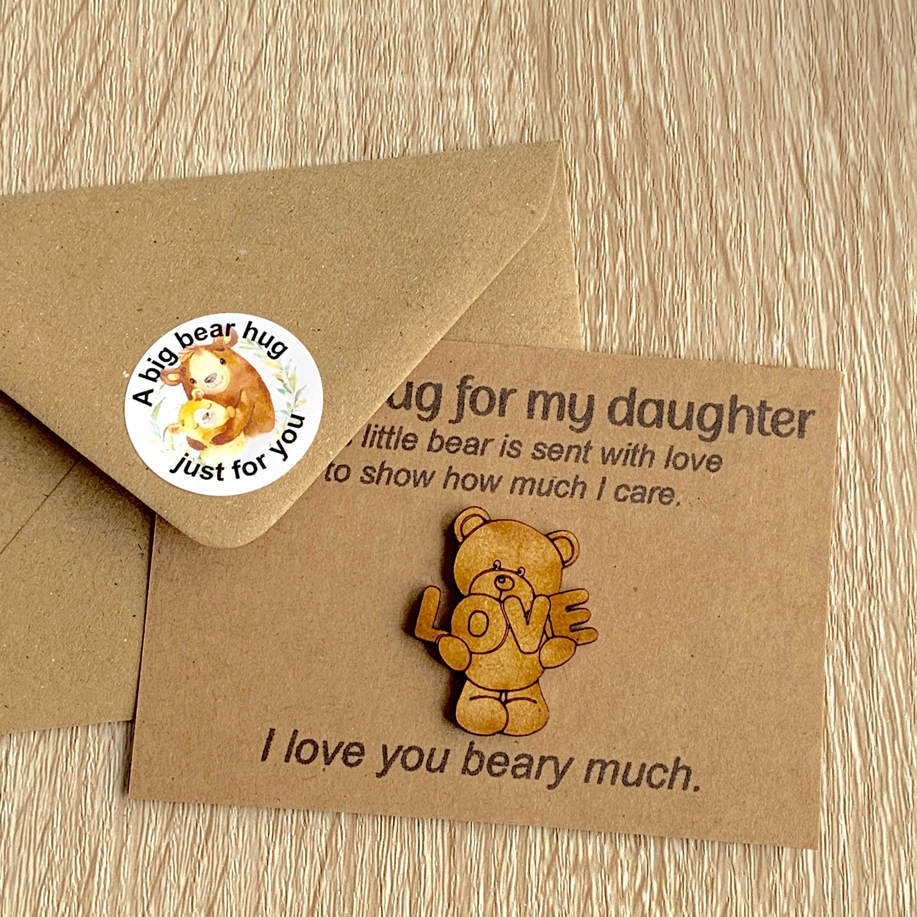 Bear Pocket Hug Token for My Daughter Missing You Daughter - Etsy UK
