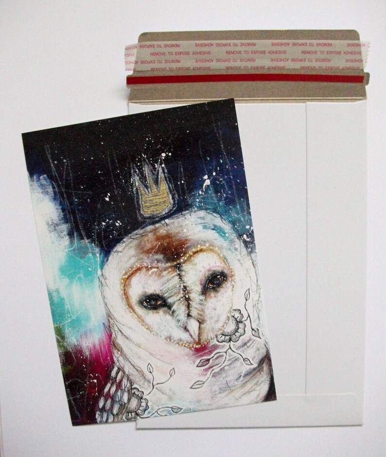 Owl Glossy Oversized Postcard Poster Print Owl Bird Painting - Etsy