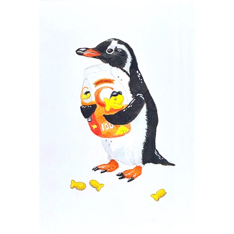 Penguin Art Funny Wall Art Print Bathroom Kitchen Desk Decor Bird Lover ...