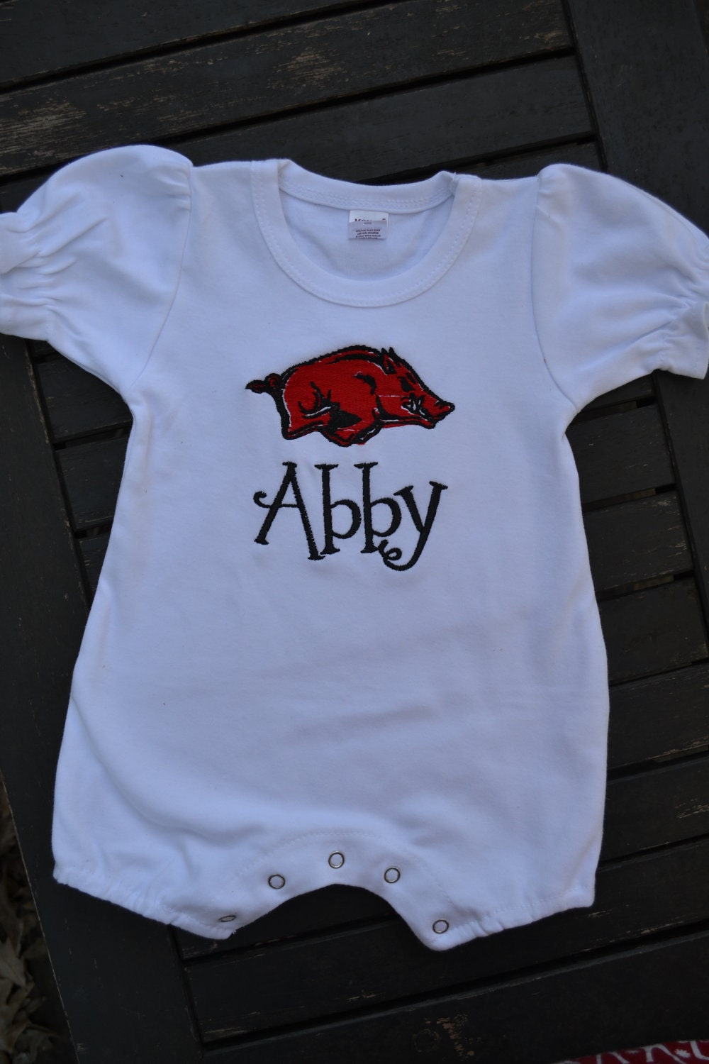 Embroidered Razorback Baby Ruffled Romper-baby Girl Razorback - Etsy