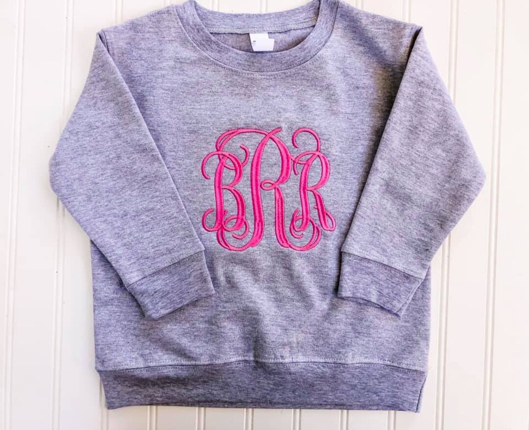 Kids Monogrammed Sweatshirt-giant Monogram-youth Personalized - Etsy