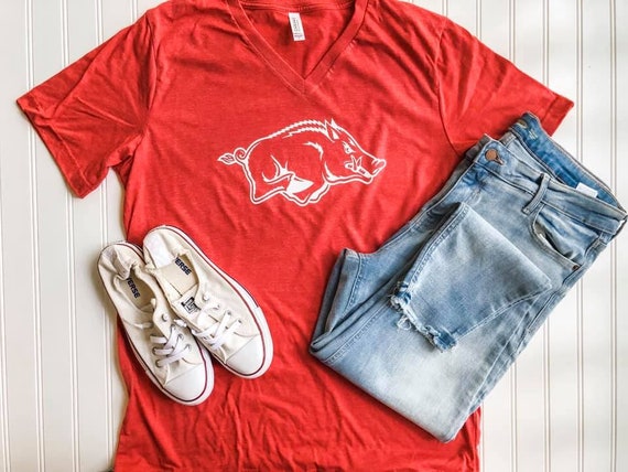 Red Marble Heather Razorback Crew or Vneck-unisex Razorback - Etsy