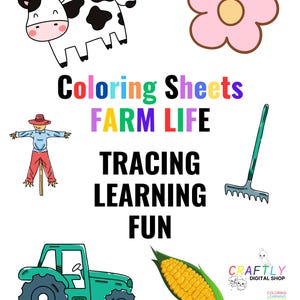 Farm Coloring Pages: Cow, Tractor, Scarecrow (5 Printable PDF Sheets ...