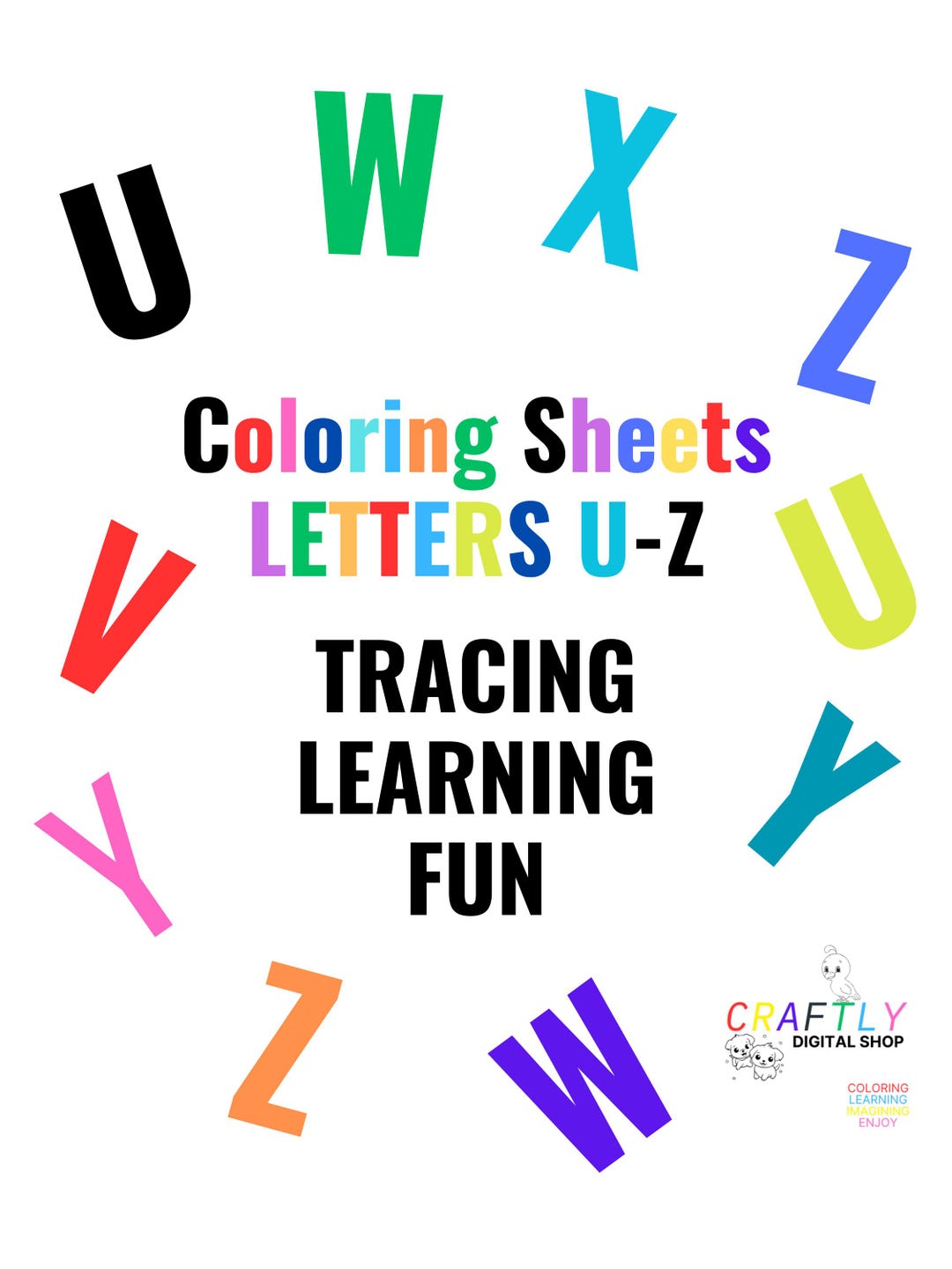Alphabet Coloring Pages U to Z | Letter Tracing Printable for Preschool ...