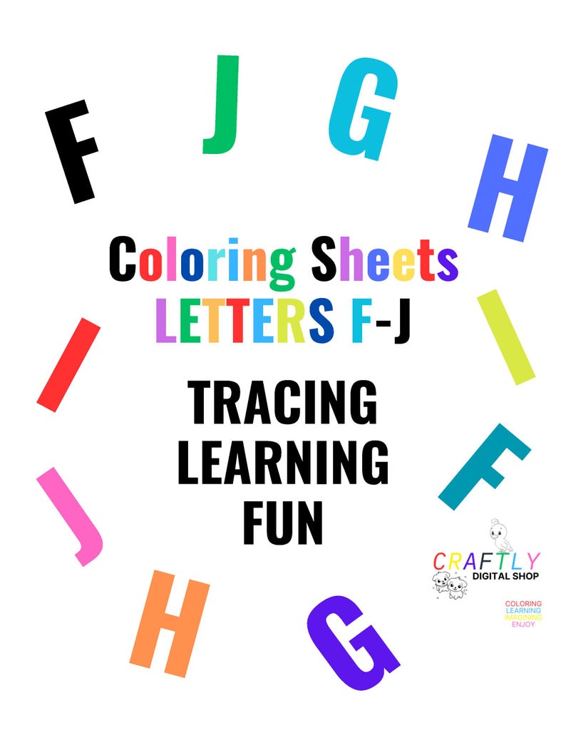 Alphabet Coloring Pages F-J: Letter Tracing Worksheets (PDF Download ...
